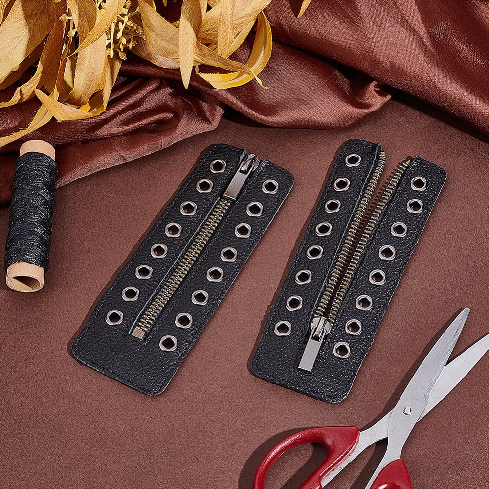 1set Leather Lace-in Boot Zipper Inserts 6.1 x 2.1 Inch 8 Metal Eyelets ...