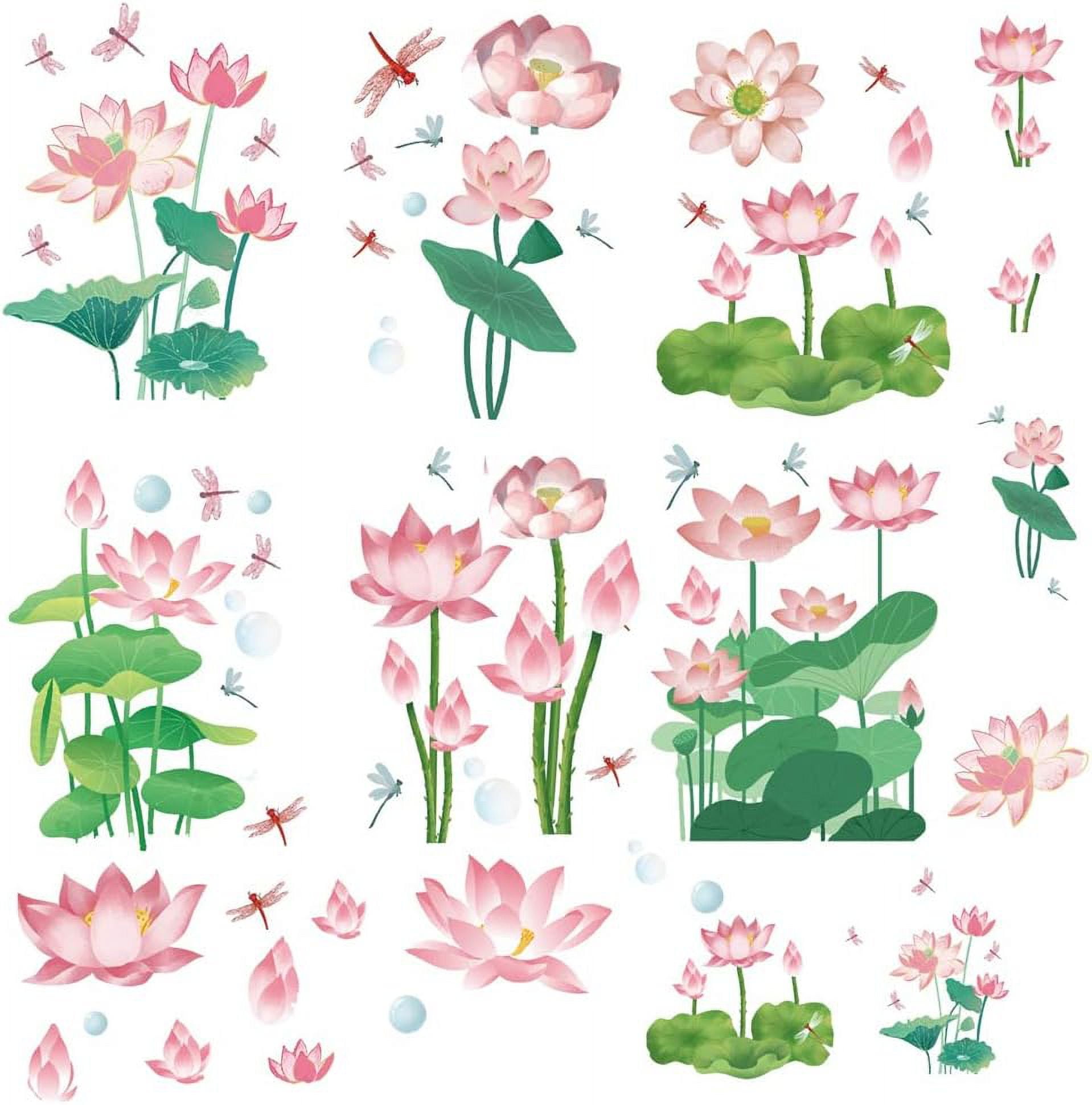 1set Lotus Wall Decals Flower Stickers Lotus Leaves Window Stickers ...