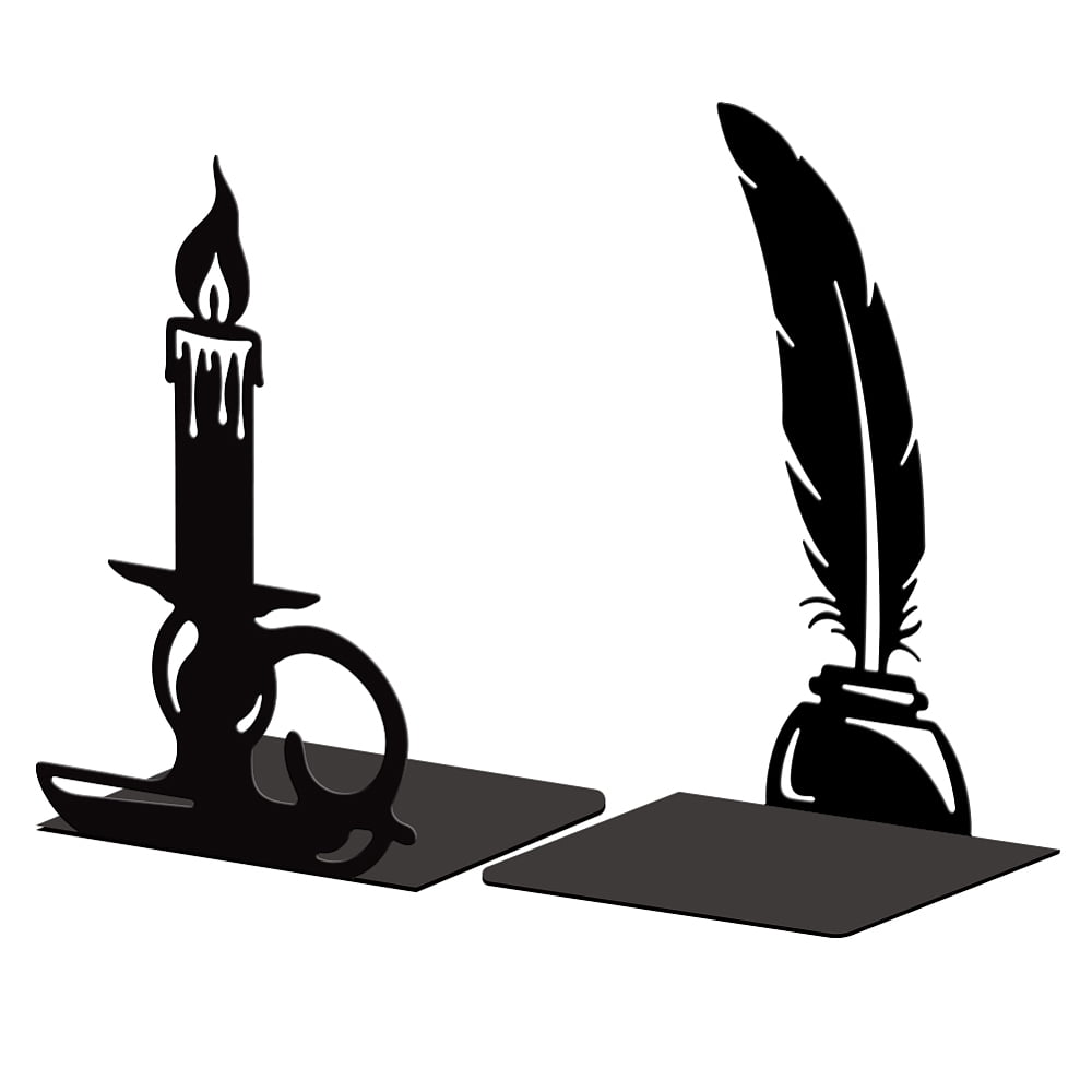 1set Non-Skid Iron Bookend Display Stands Adjustable Desktop Heavy Duty ...