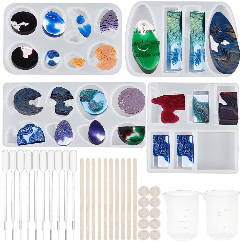 1set Ocean Theme DIY Silicone Molds Kits Include Birch Wooden Craft Ice ...