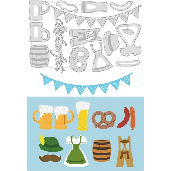 1set Oktoberfest Dies Beer Hotdog Carbon Steel Embossing Stencils ...