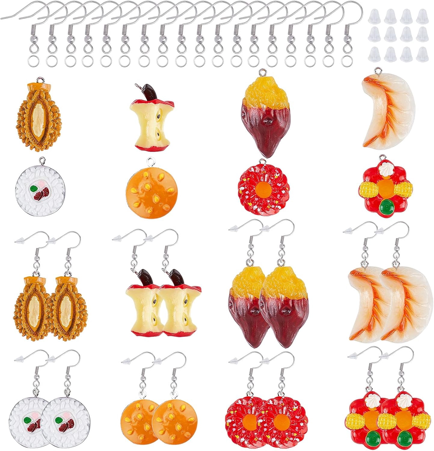 1set 32 Pcs Food Theme Earring Making kit Imitation Food Resin Pendants ...