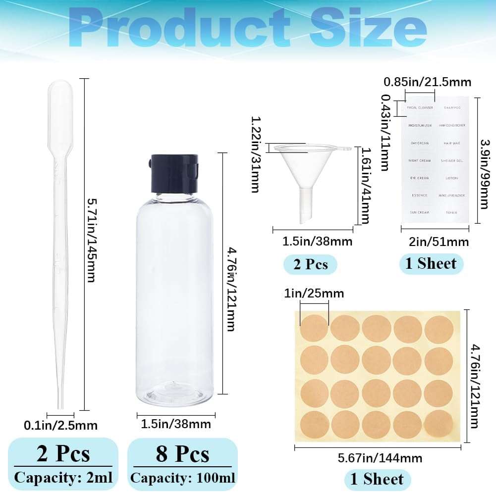 1set PET Flip Top Cap Bottle with Adhesive Label Stickers & Rectangle ...