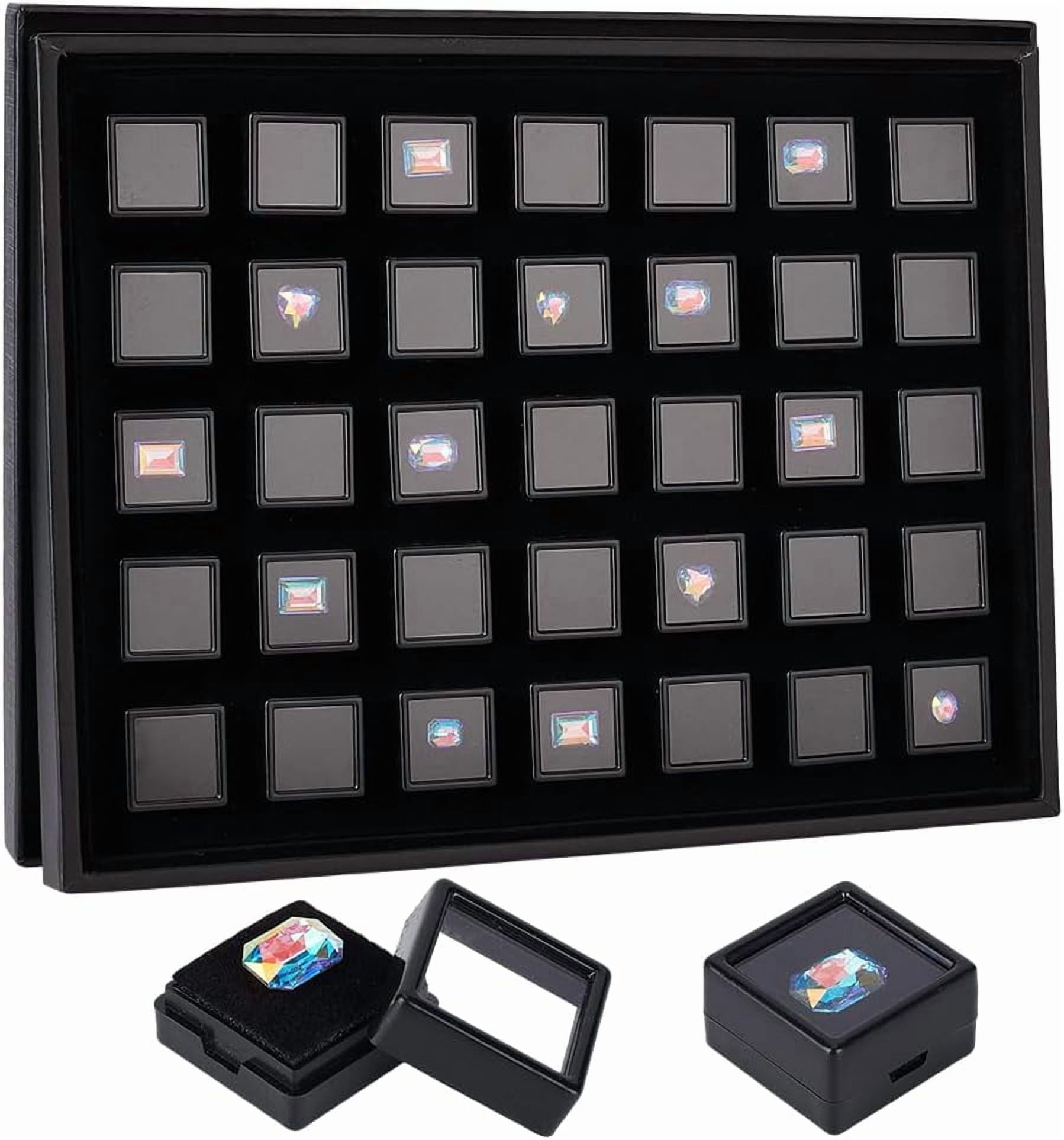 1set PU Leather Jewelry Trays with 35pcs Acrylic Small Loose Cases ...