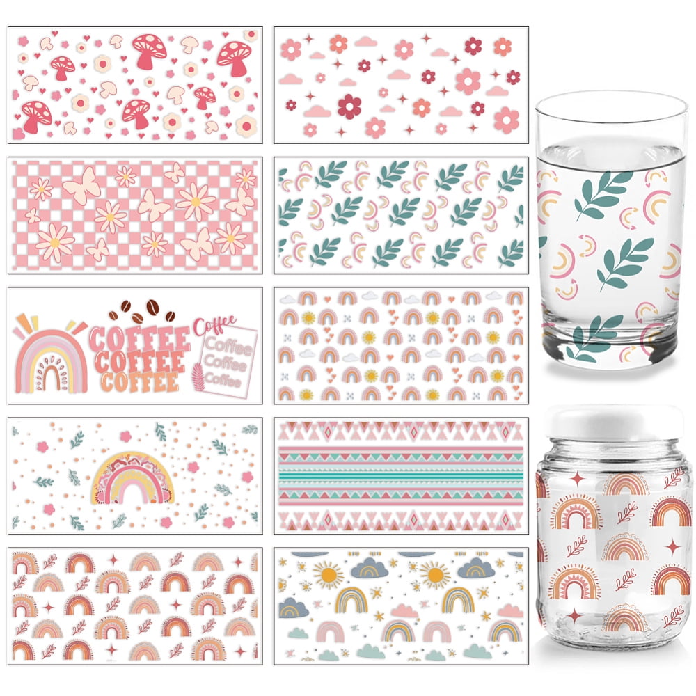 1set PVC DIY Heat Transfer Paper for UV Sublimation Cup Mixed Shapes ...