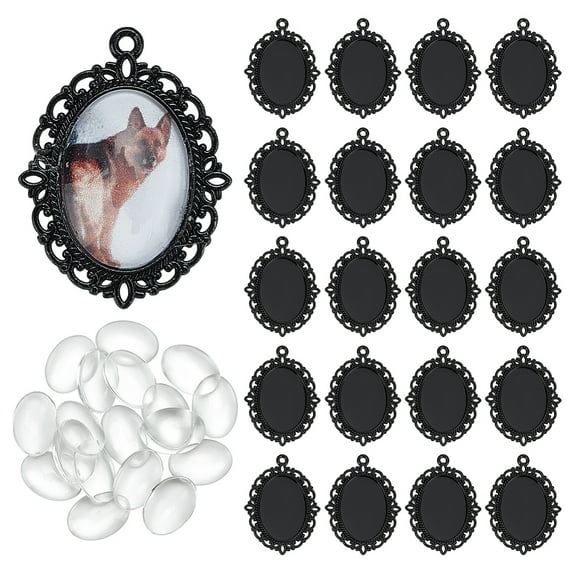 1set Pendants Making Kits including Transparent Glass Cabochons style ...