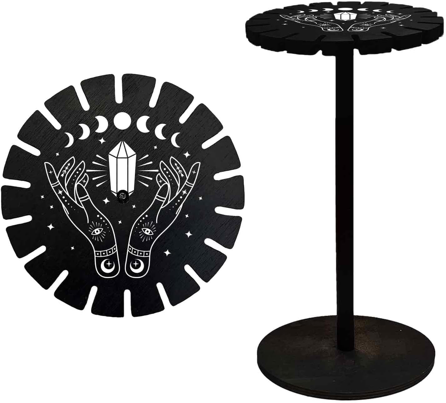 1set Pendulum Holder Stand Display Shelf Black Moon Phase Hands Wooden ...