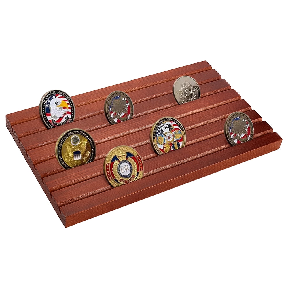 1set Pine Wood Coin Display Stands 7 Slots Coin Organizer Holder ...