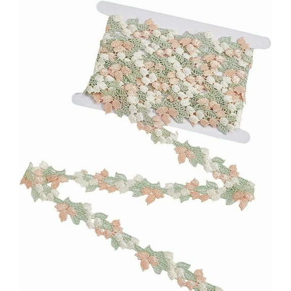 1set Pink Lace Embroidery Trim Vintage Flower with Leaf Ribbon Floral ...