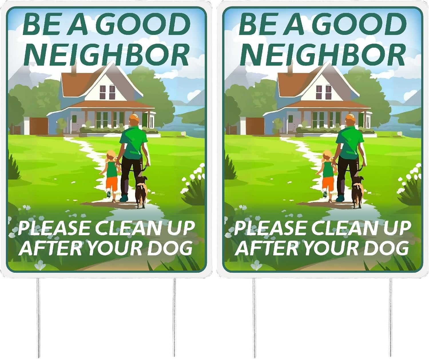 1set Please Clean Up After Your Dog Sign Double Sided Plastic yard Sign ...