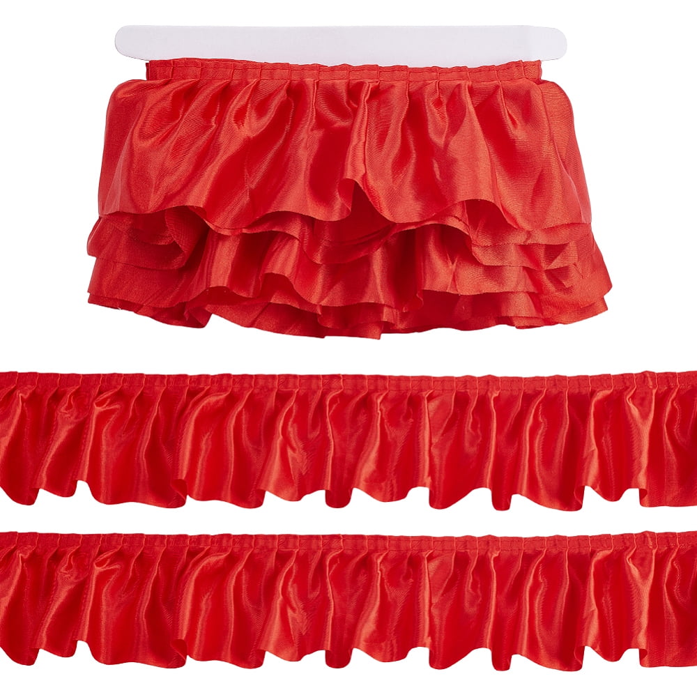 1set Pleated Satin Ribbons for Clothes Accessories Red 3-3/8 inch(85mm ...
