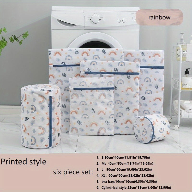 1set Rainbow Laundry Bags For Washing Machine, Durable Polyester Mesh ...