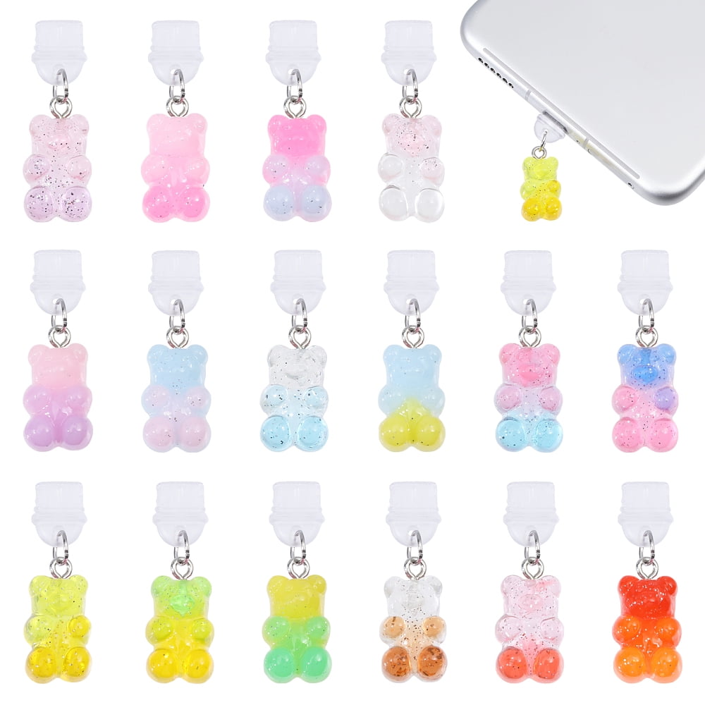 1set Resin Mobile Anti-Dust Plugs Bear Mixed color 3.3cm 16pcs/set ...