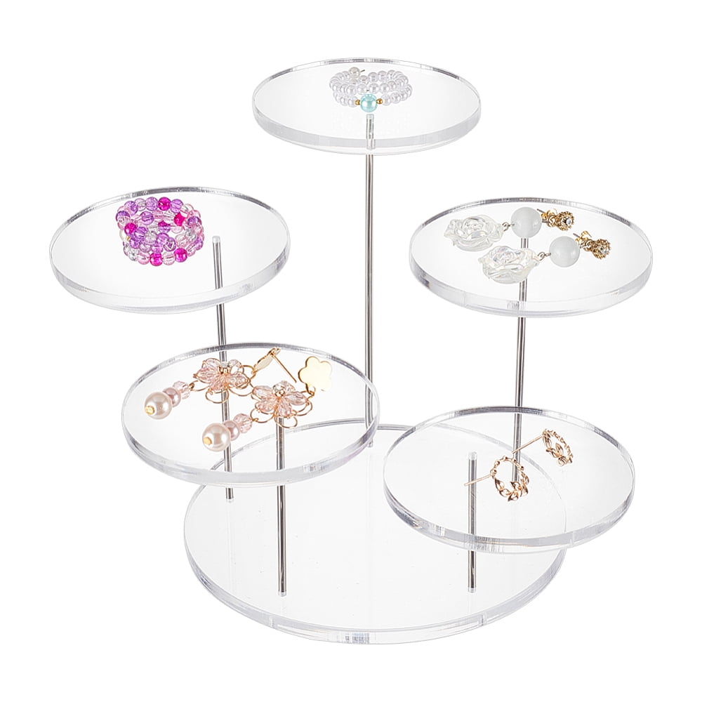 1set Round Acrylic Display Riser Stand 5 Tier Clear Acrylic 3 inch ...