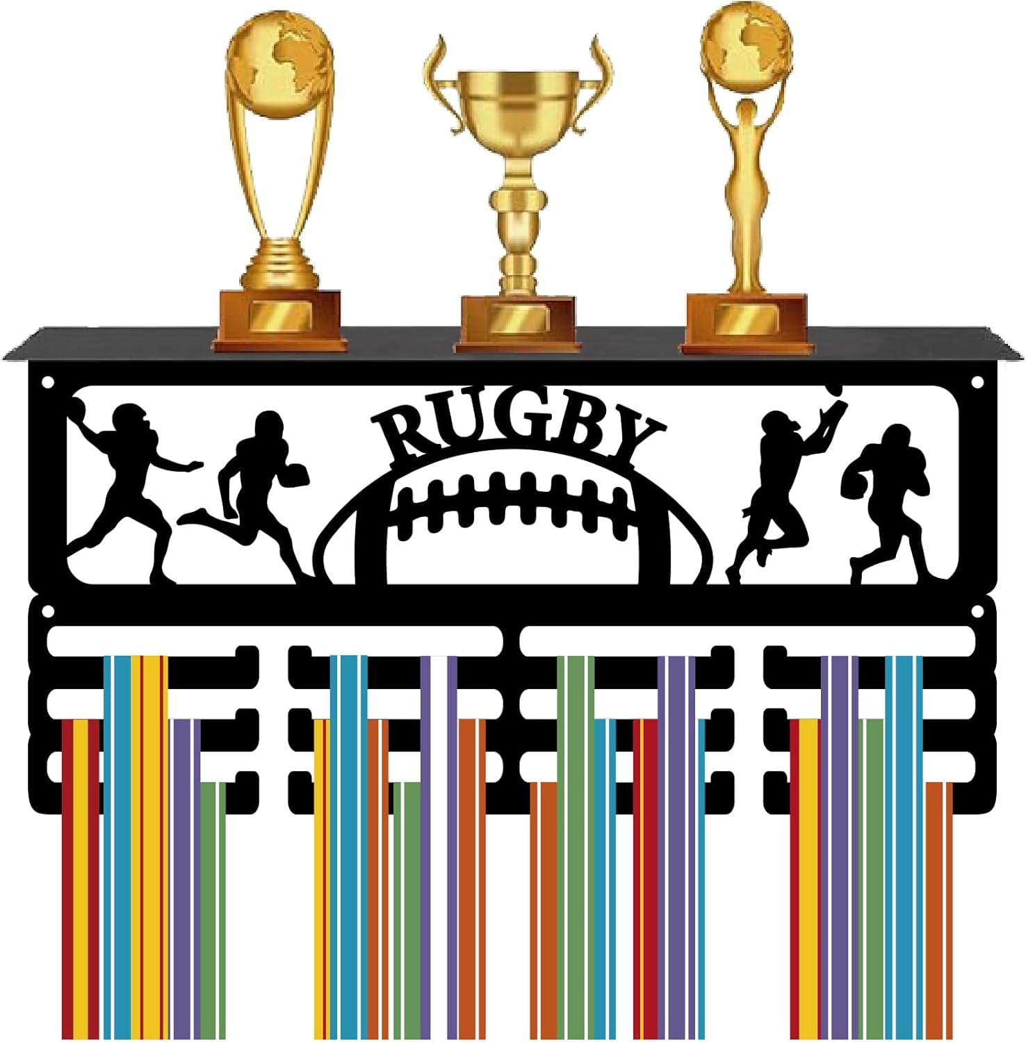 1set Rugby Medal Holder Troy Shelf Display with 12 Hooks for Medals ...