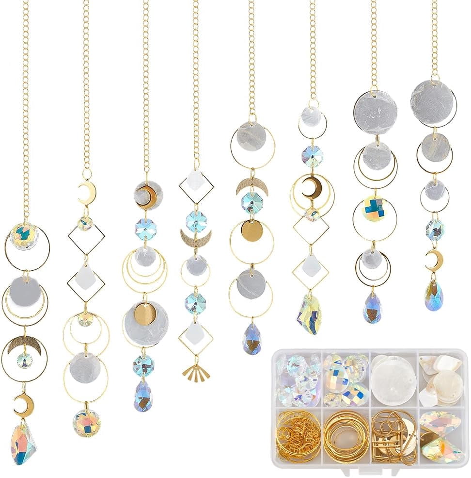 1set Shell Hanging Suncatcher Making Kits include Jump Rings Brass ...