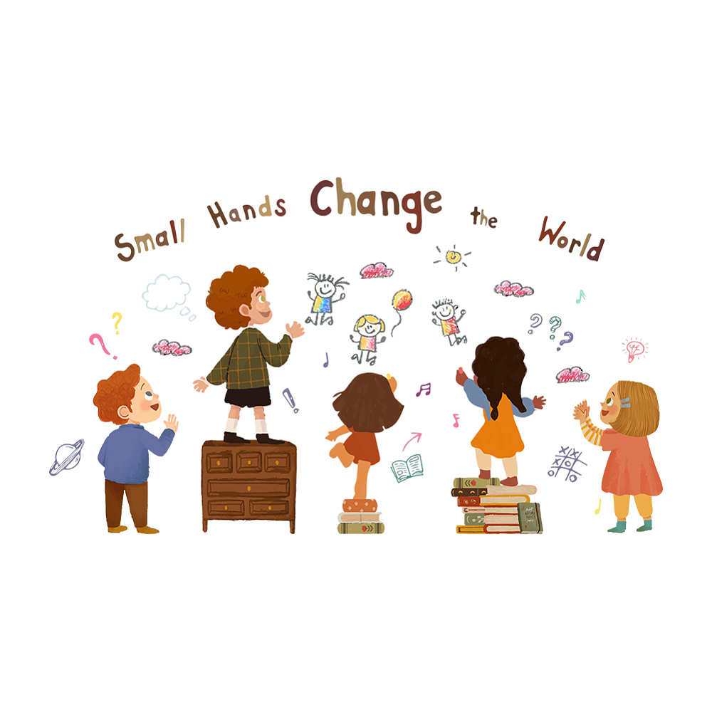 1set Small Hands Change The World Colorful Inspirational Diversity ...