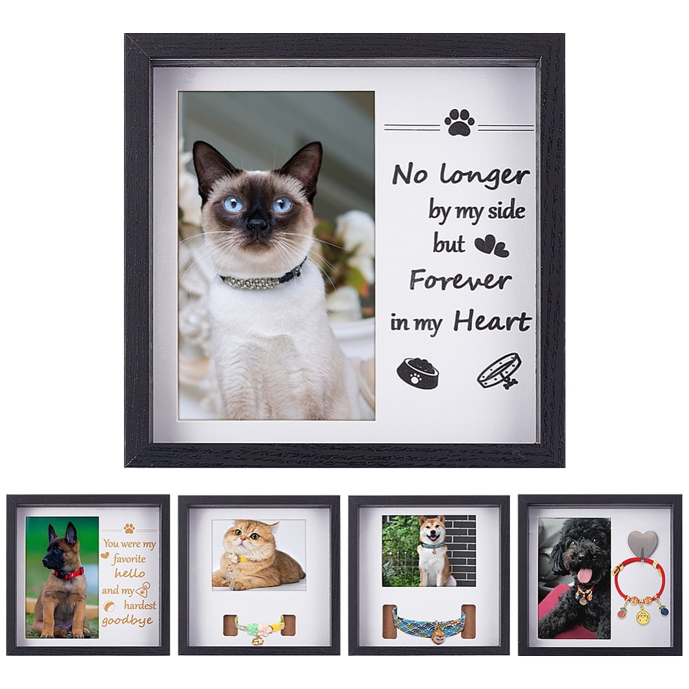 1set Square Wooden Pet Photo Frame Stand Black for Dogs Cat Pets Passed ...