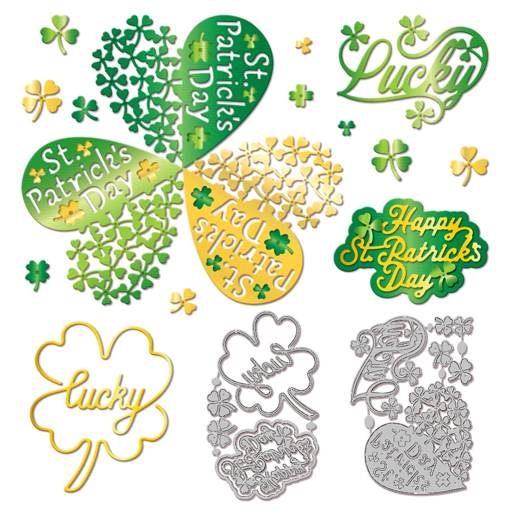 1set St. Patrick's Day Four Leaf Clover Cutting Dies Metal Layered ...