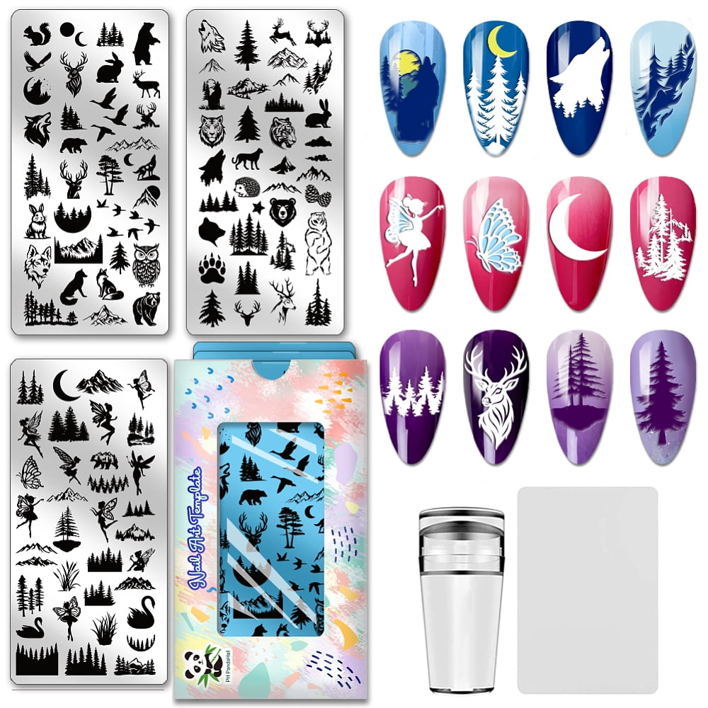 1set Stainless Steel DIY Nail Art Templates Template Tool Rectangle ...