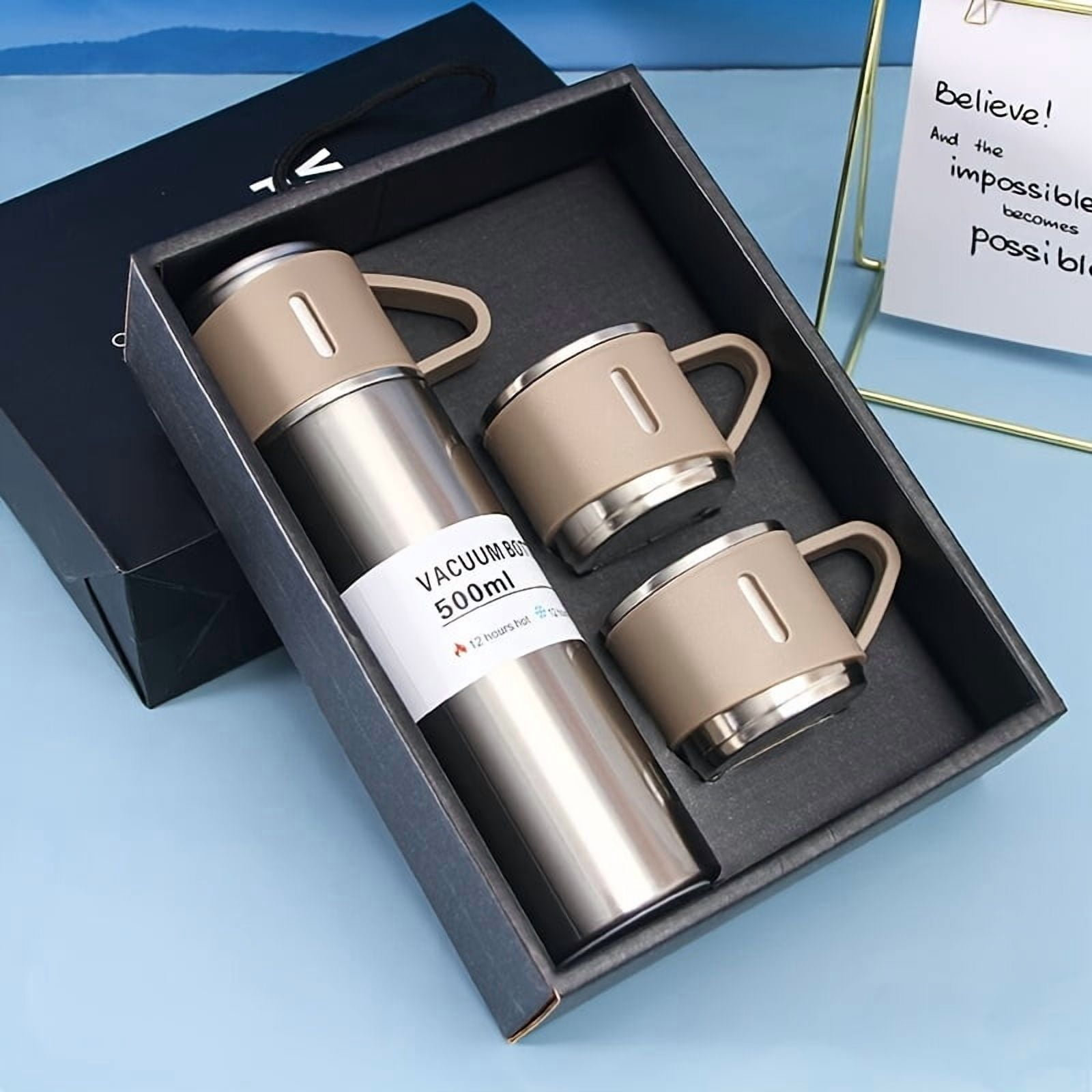 1set Stainless Steel Thermal Mug Set, 500ml/16.9oz Vacuum Insulated ...