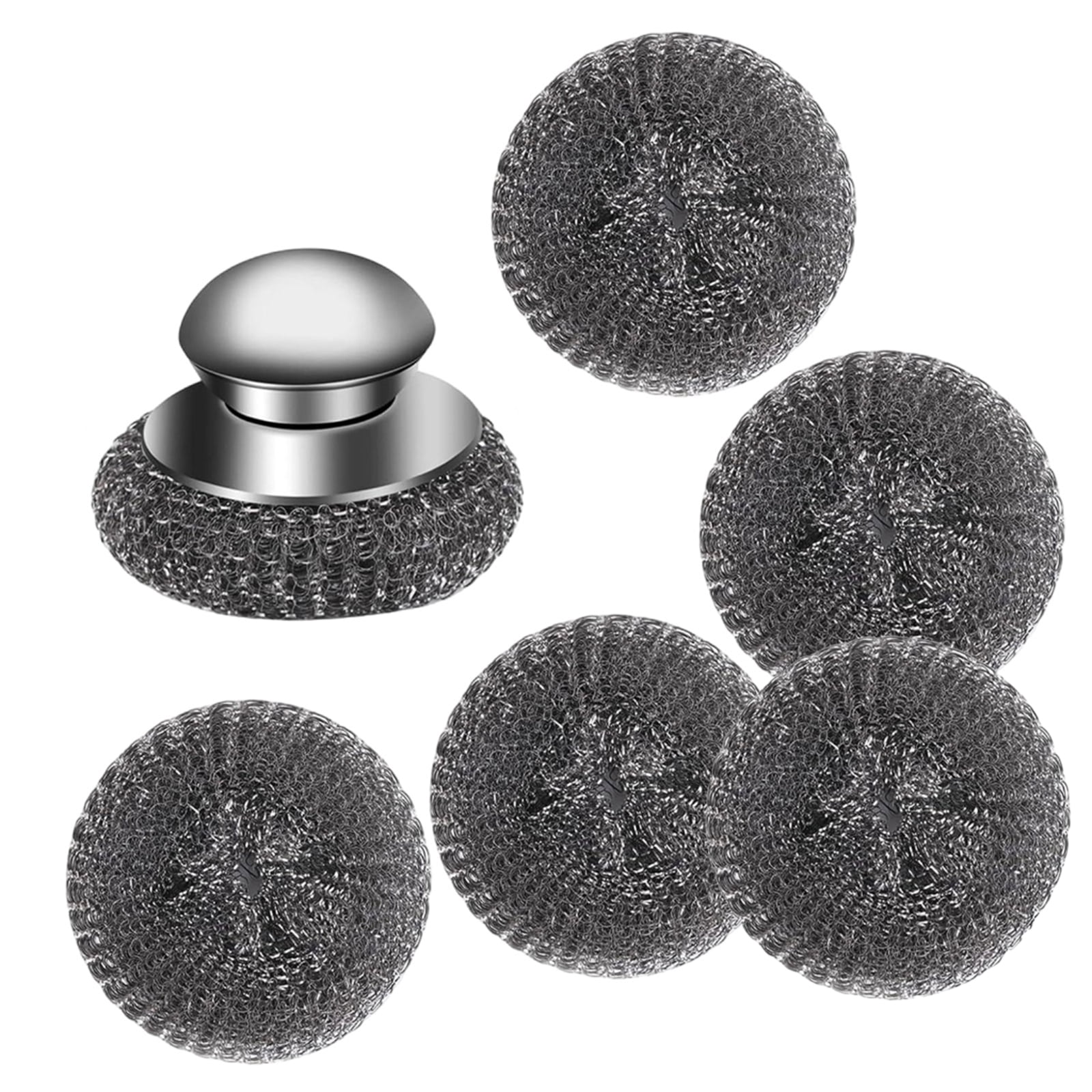 1set Steel Wool Scrubber with Handle for Cleaning of Iron,Pots,Pans ...