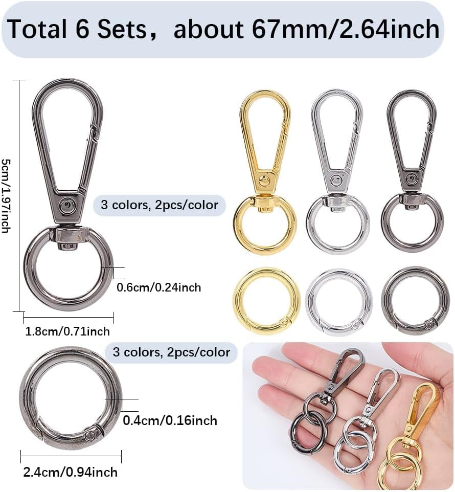 1set Teardrop Alloy Swivel Clasps Lanyard Push Gate Snap Clasps with ...