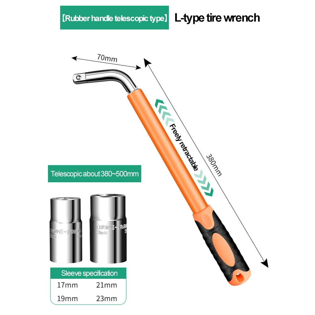 1set Telescopic Lug Wrench, Wheel Wrench With Socket Wrench 17mm 19mm ...