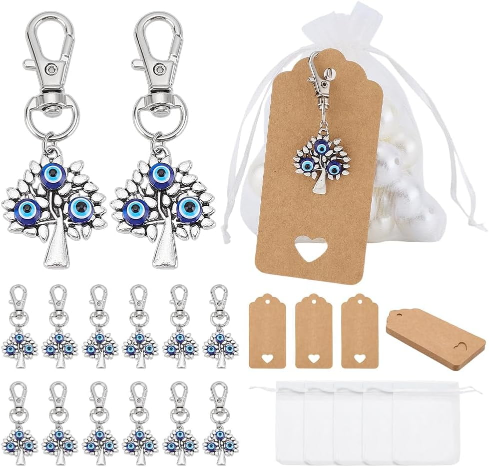 1set Tree of Life Alloy Decorations with Organza Gift Bags and Paper ...