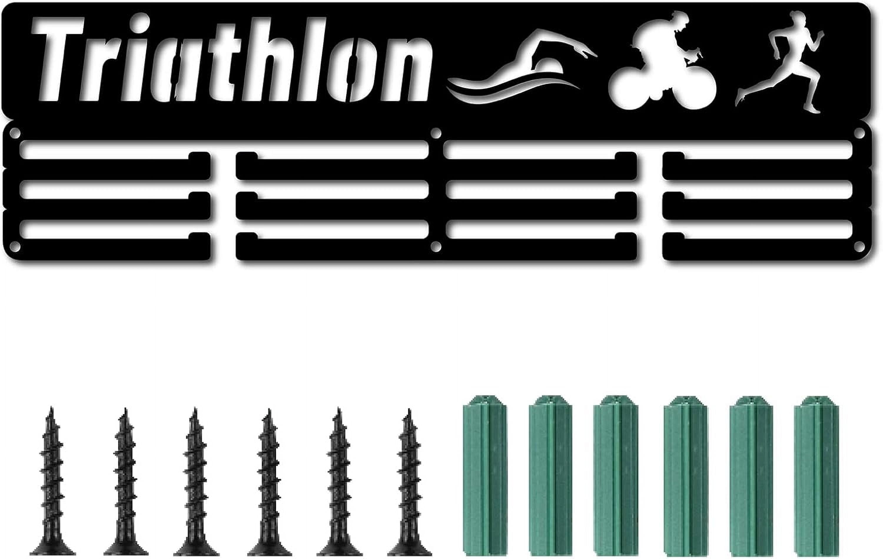 1set Triathlon Medal Holder Sport Swimming Bike Running Words Awards ...