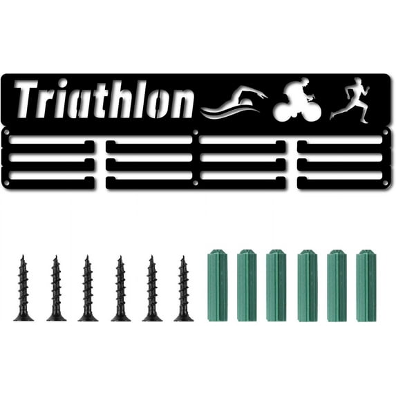1set Triathlon Medal Holder Sport Swimming Bike Running Words Awards ...