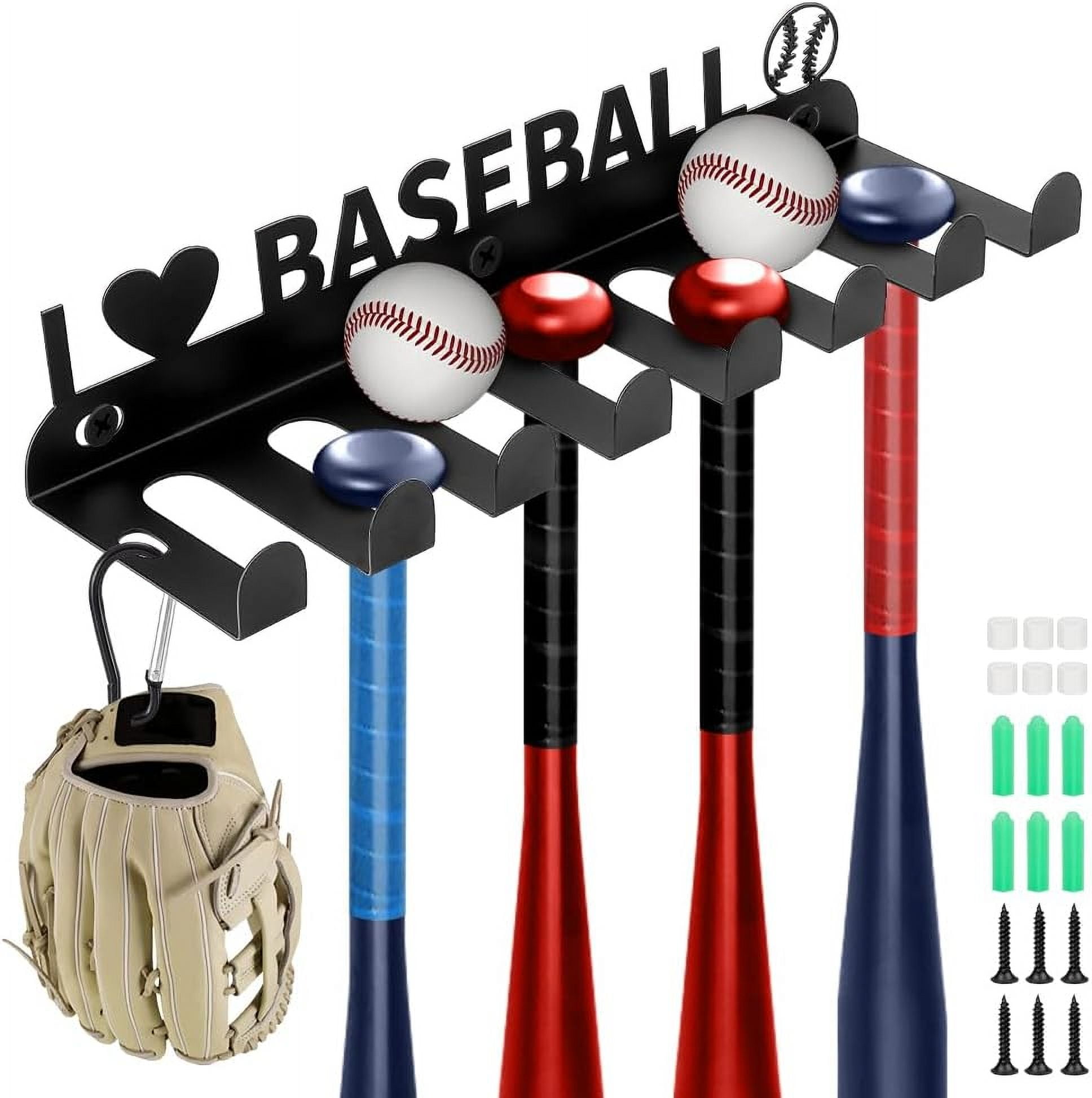1set Wall Mount Baseball Bat Holder Iron Baseball Softball Bats ...