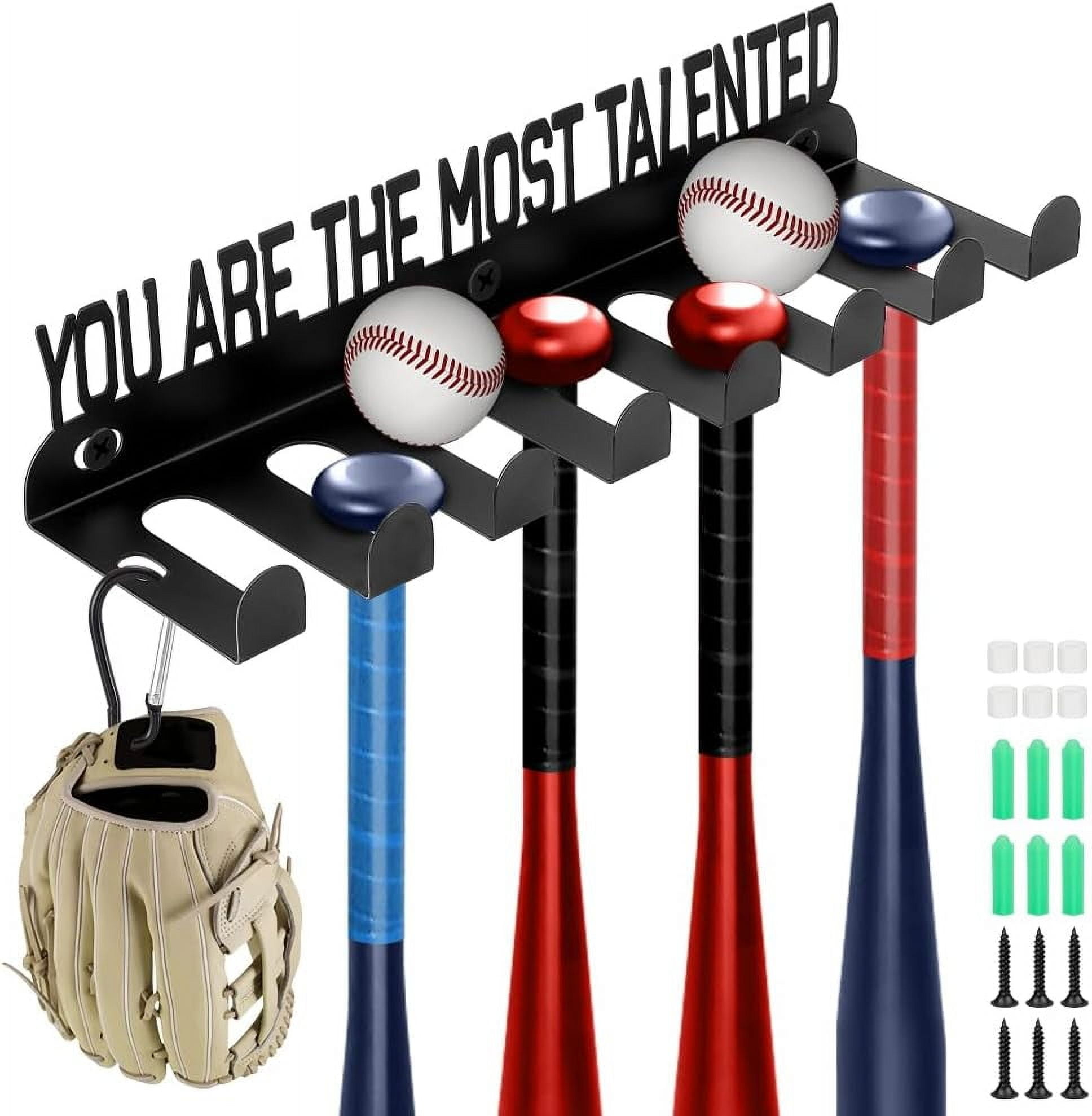 1set Wall Mount Baseball Bat Holder Iron Baseball Softball Bats ...