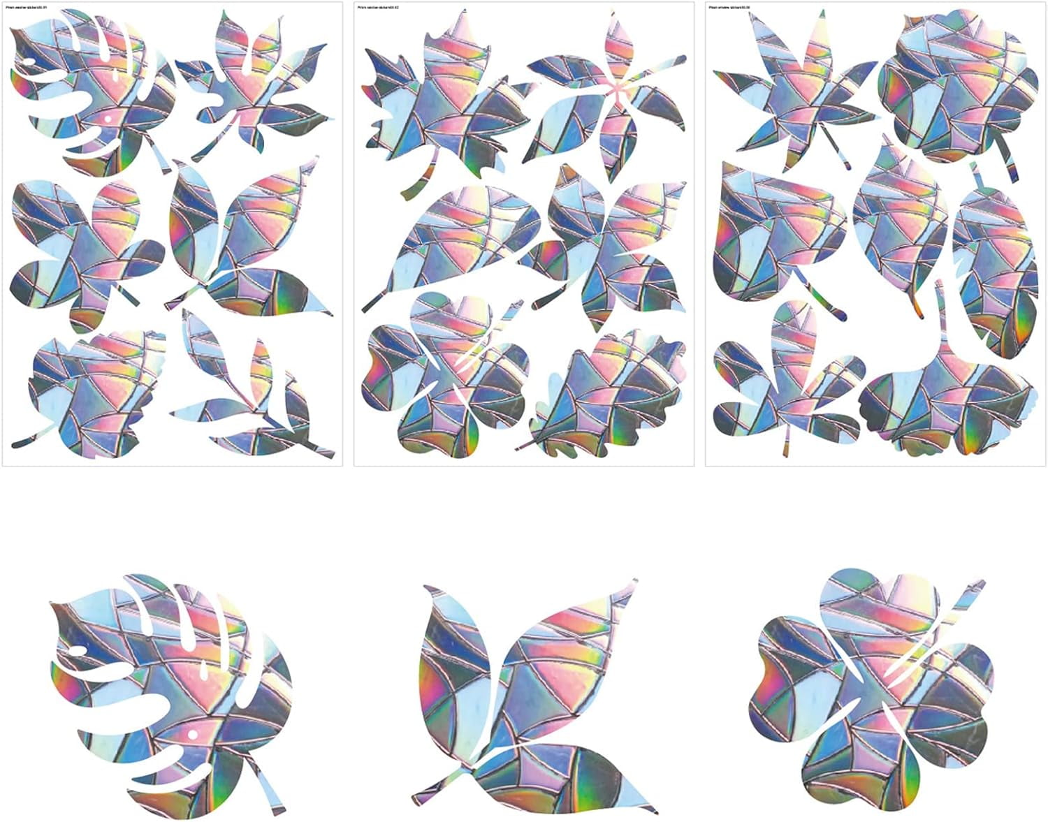 1set Waterproof PVC Laser No-Glue Stickers Static Cling Frosted Rainbow ...