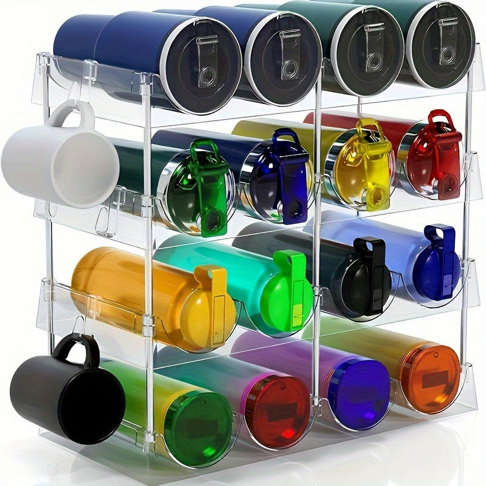 1set Wine Rack, Transparent Stackable Plastic Water Bottle Storage Rack ...