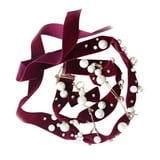 1set Wine Red Pearl Studded Velvet Headband Set Elegant Hair ...
