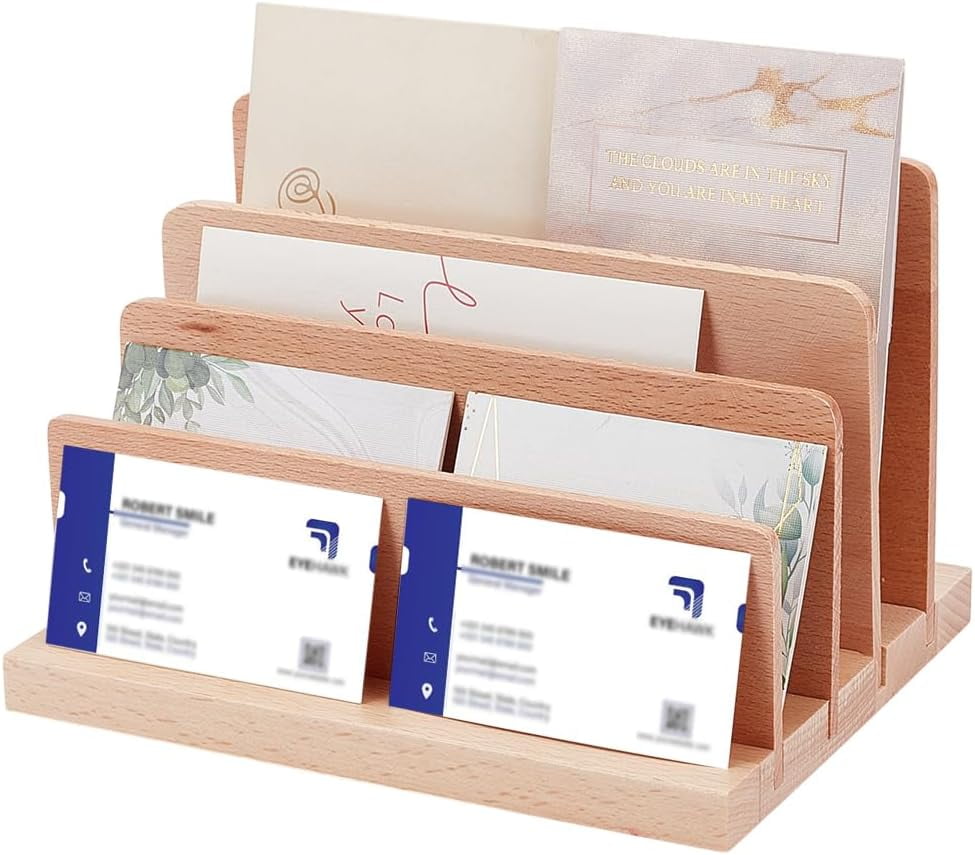 1set Wood Business Card Holder Stand 4-Tier Multiple Business Card ...