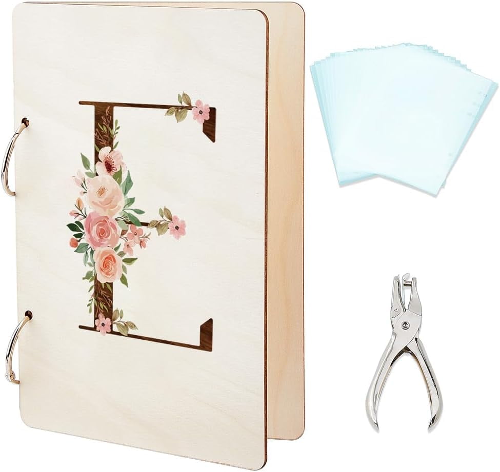 1set Wooden 2-Ring Loose Leaf Binder Postcard Phote Album Cover Letter ...