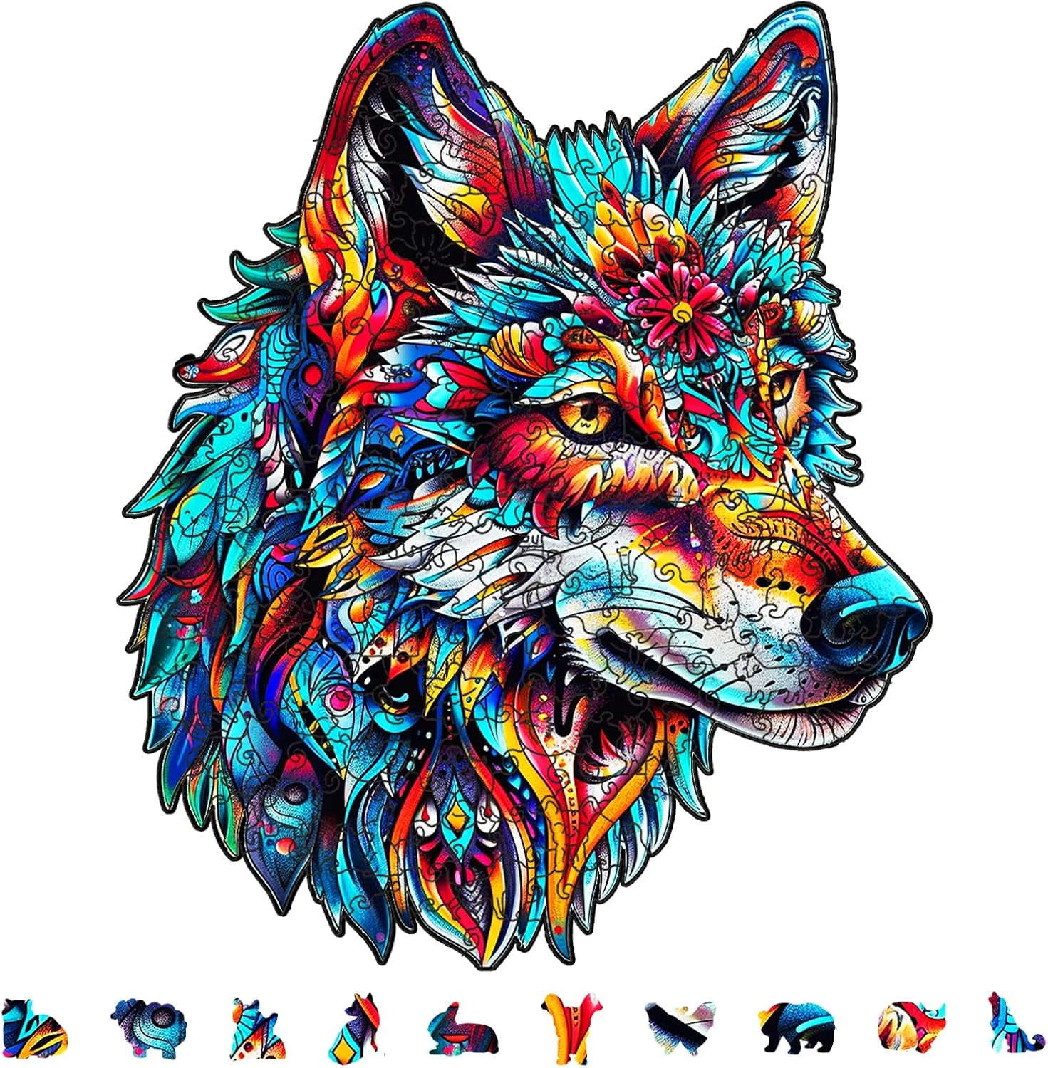 1set Wooden Assembly Animal Kits for and Intelligence Wolf 227x330x4mm ...