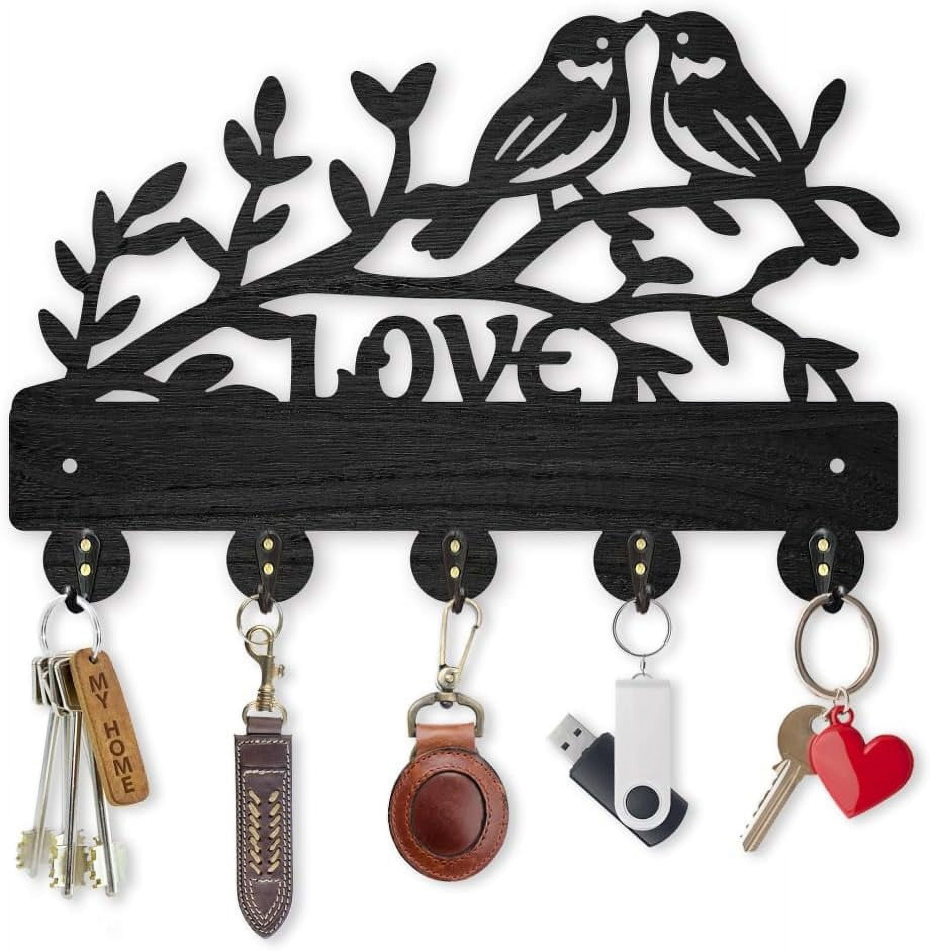 1set Wooden Love Bird Key Holder Wall Mounted Bird Tree Branch Coat ...