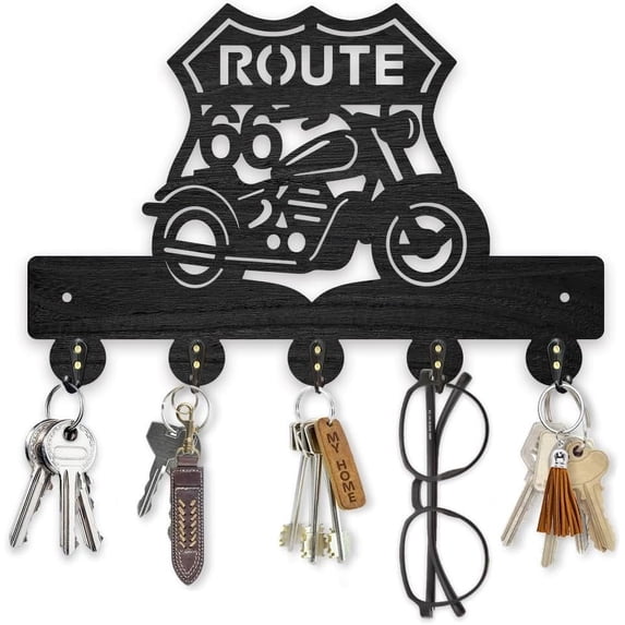 1set Wooden Route 66 Motorcycle Key Holder for Wall 11.8x7.8inch Cool ...