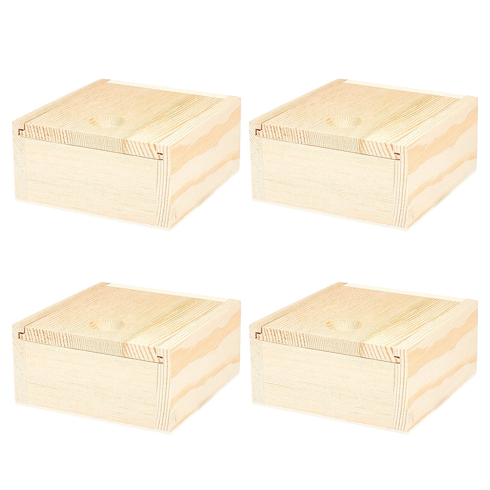 1set Wooden Storage box 4 pack Square Unfinished color Wooden boxes ...