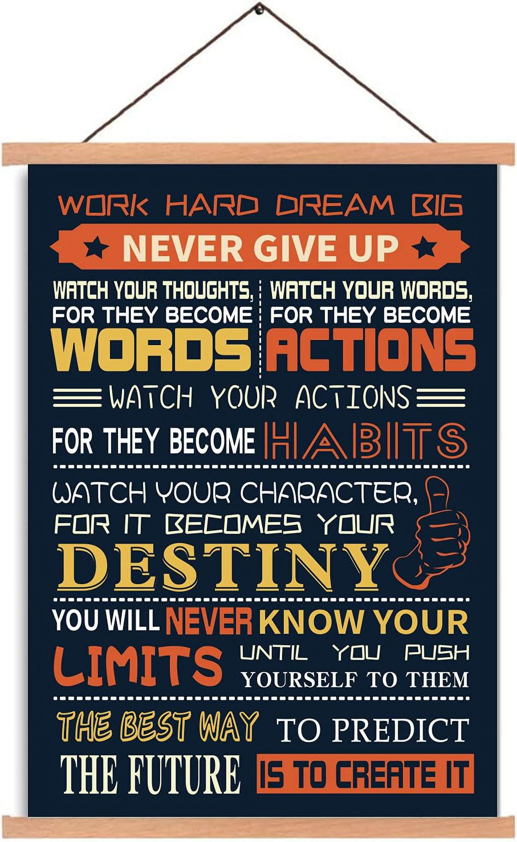 1set Work Hard Dream Big Never Give Up Cotton Linen Hanging Painting ...