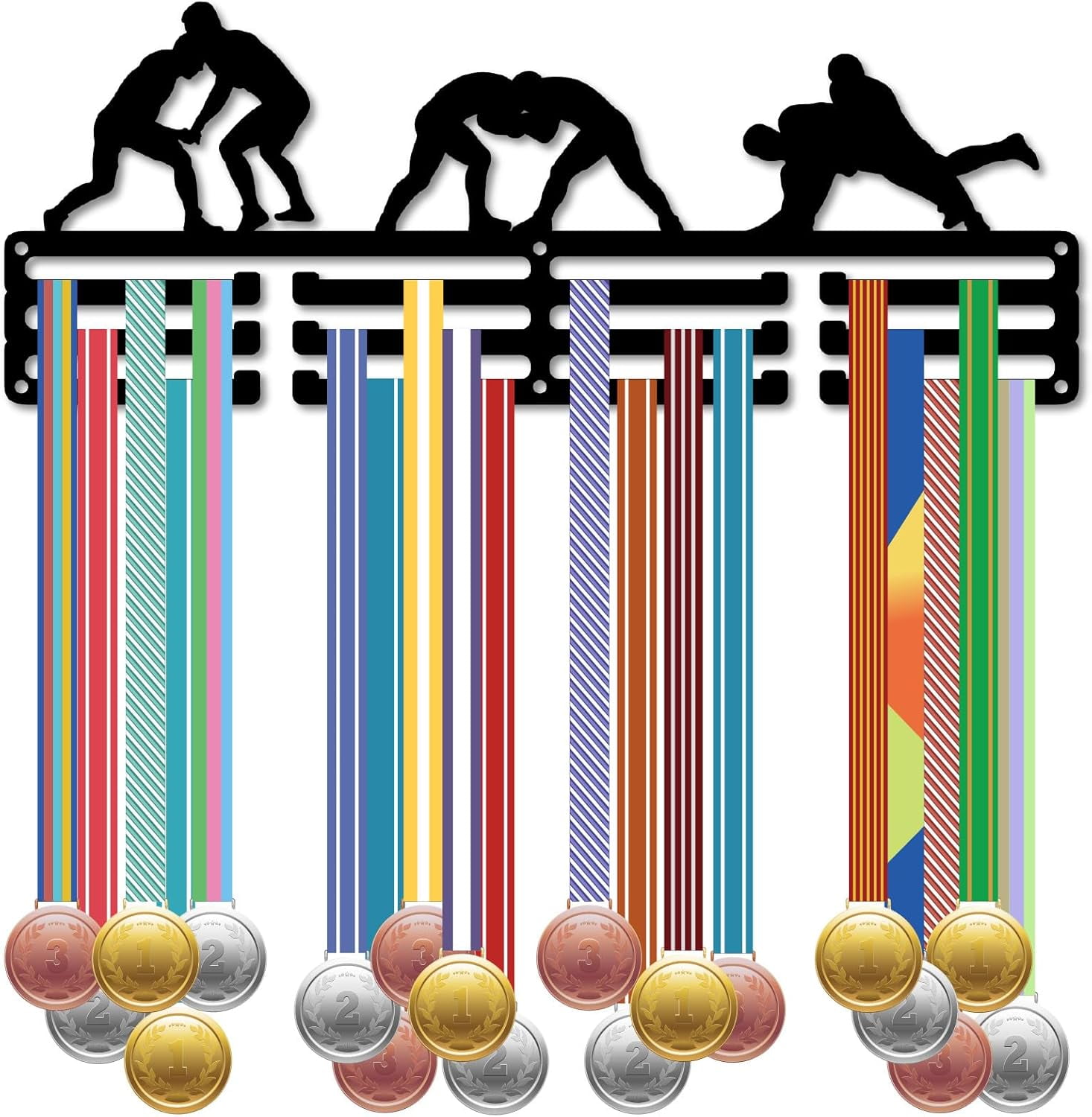 1set Wrestling Medal Display Rack Sport Medal Hanger 3 Row Hold 60 ...