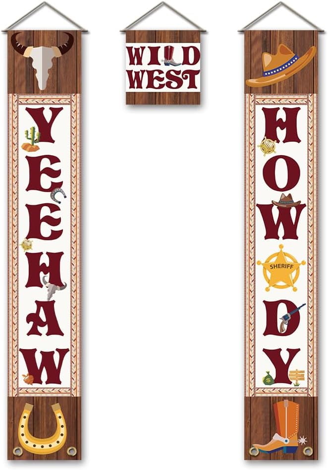 1set Yeehaw Howdy Decorations Western Hoedown Welcome Door Banner Party ...