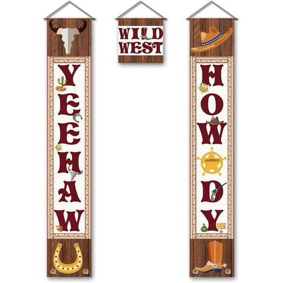 1set Yeehaw Howdy Decorations Western Hoedown Welcome Door Banner Party ...