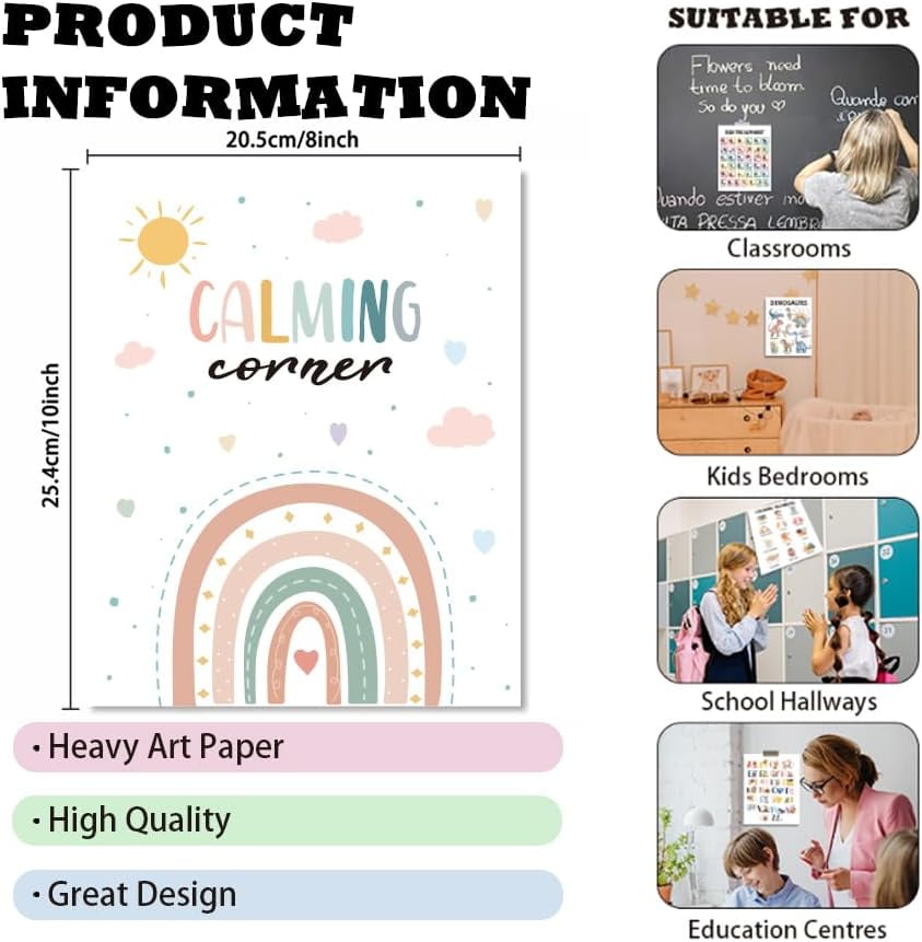 1sheet 1 pc Calming Corner Mental Health Wall Poster Boho Classroom ...