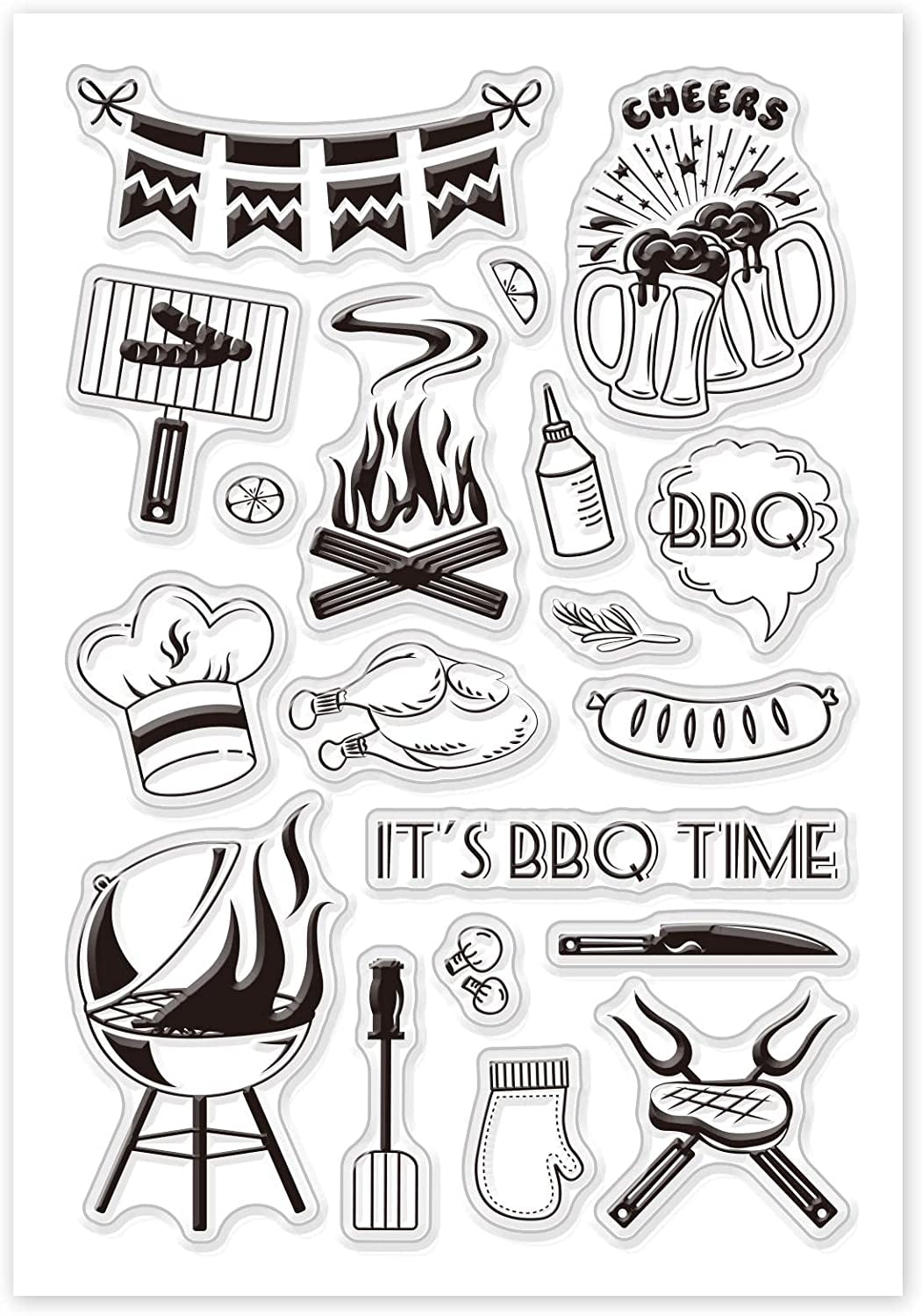 1sheet Barbecue Clear Stamps Let's BBQ Transparent Silicone Stamp Seal ...