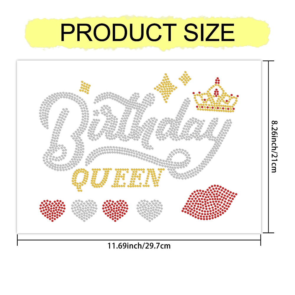 1sheet Birthday Queen Iron on Transfers Rhinestone Heat Transfer Decal ...