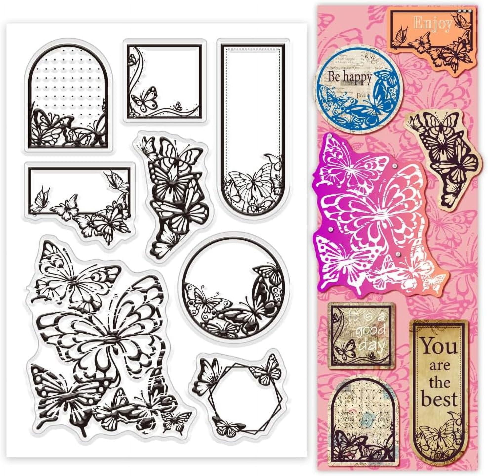 1sheet Boho Clear Stamps Butterfly Silicone Stamps Candle Rubber Stamps ...